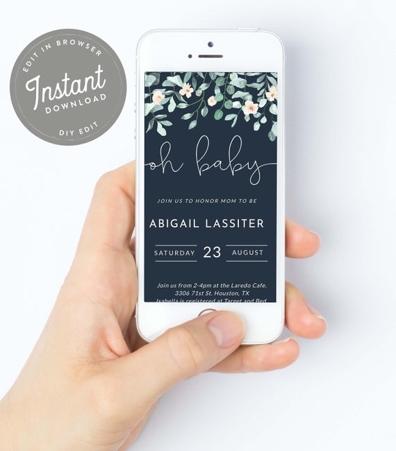 Floral Baby Shower E Vite Baby Shower E Invitation Baby | Etsy