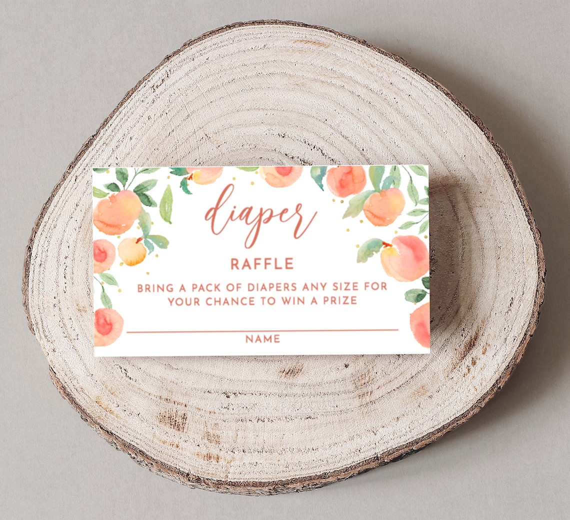 Peaches Diaper Raffle Ticket Diaper Raffle Card Insert Peach - Etsy