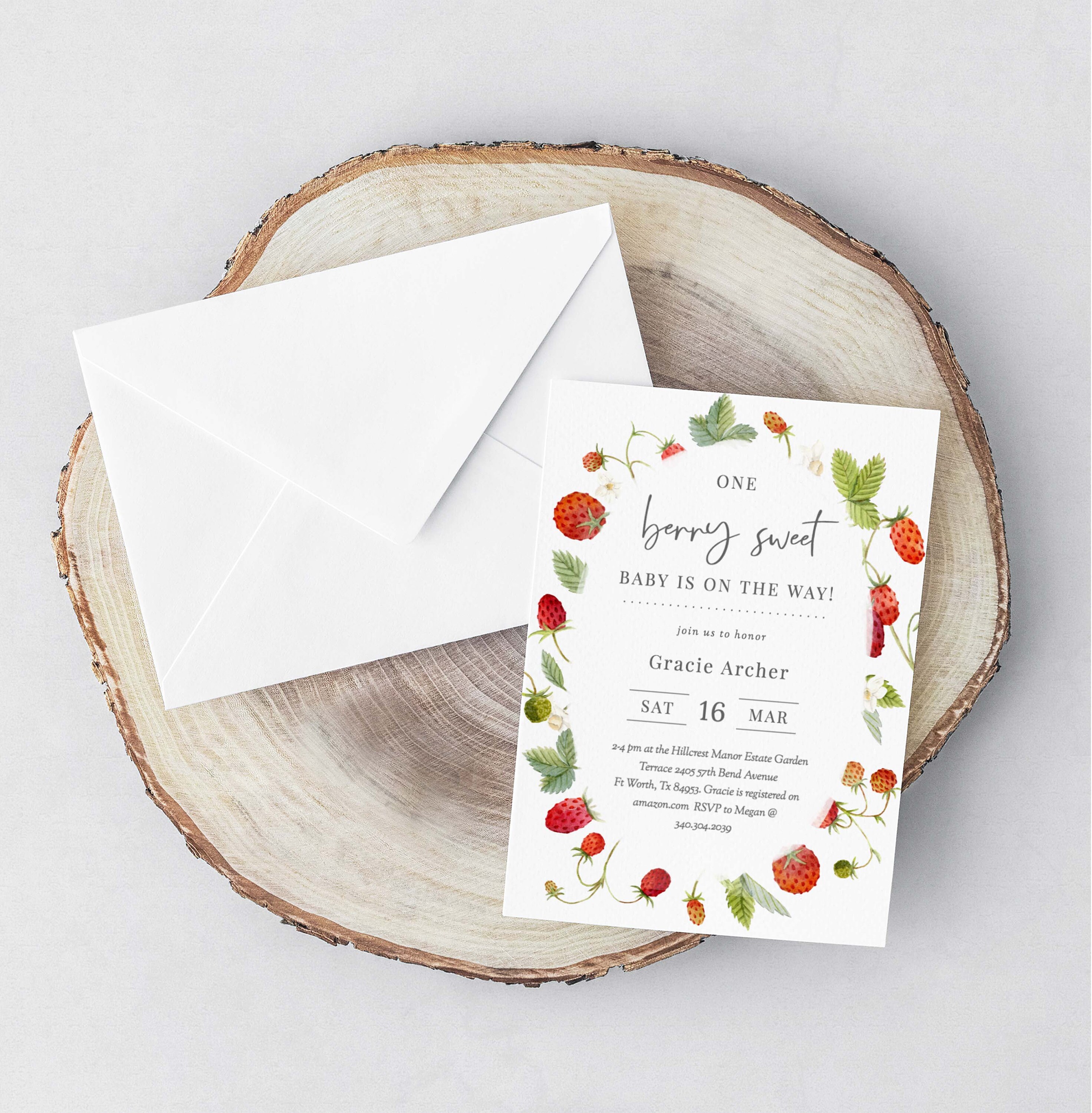 Summer Baby Shower Invitation Strawberry Baby Shower | Etsy