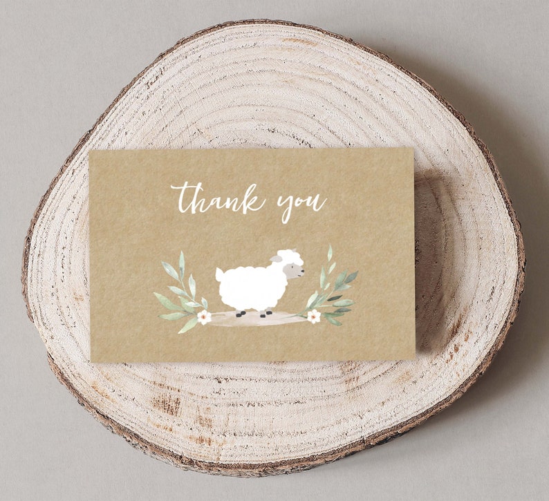 Cute Lamb Baby Shower Thank You Card Sheep Baby Shower Thank | Etsy