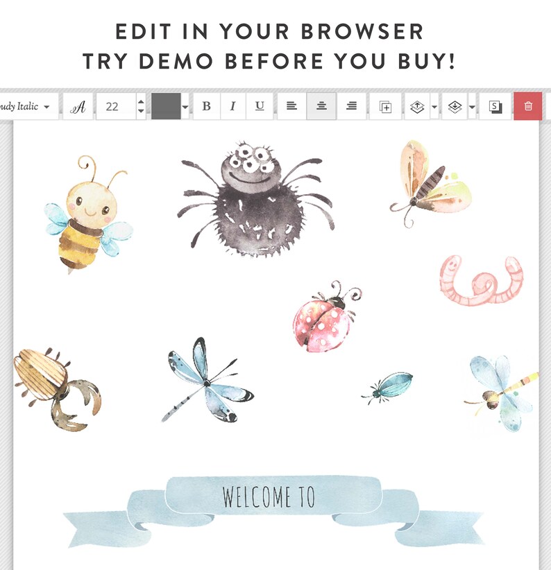 Bug Birthday Party Welcome Sign, Bugs Birthday Sign, Editable ...