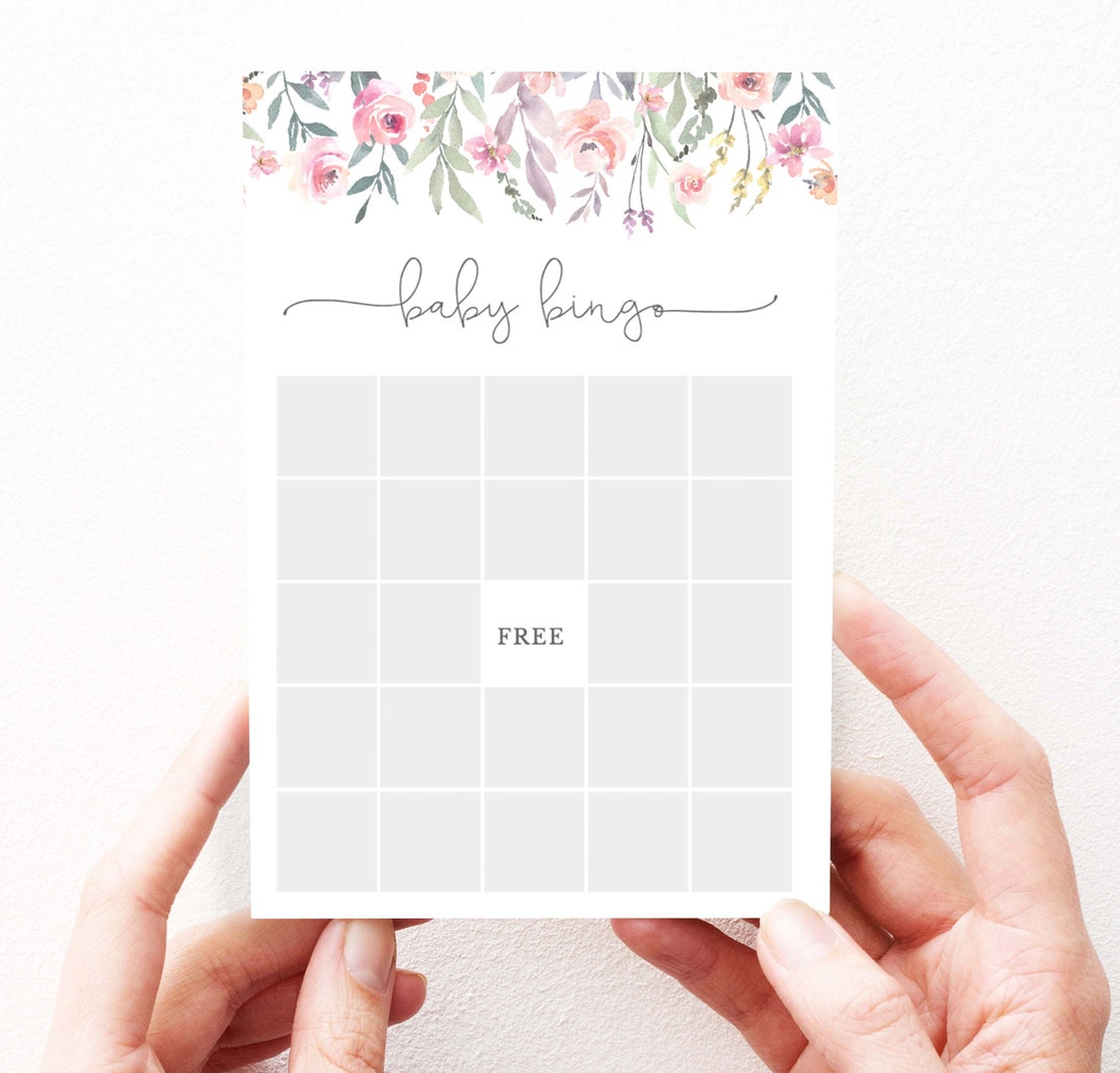 Floral Baby Shower Games, Floral Baby Shower Bingo Instant Download ...