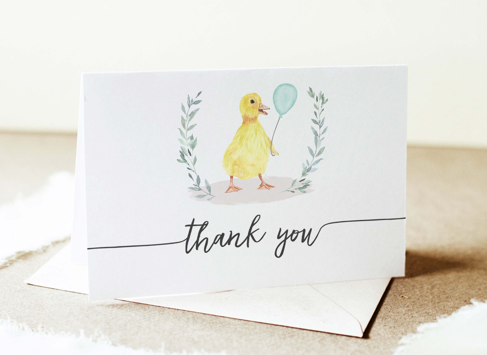 Duck Thank You Card Printable Duck Birthday Party Thank You - Etsy