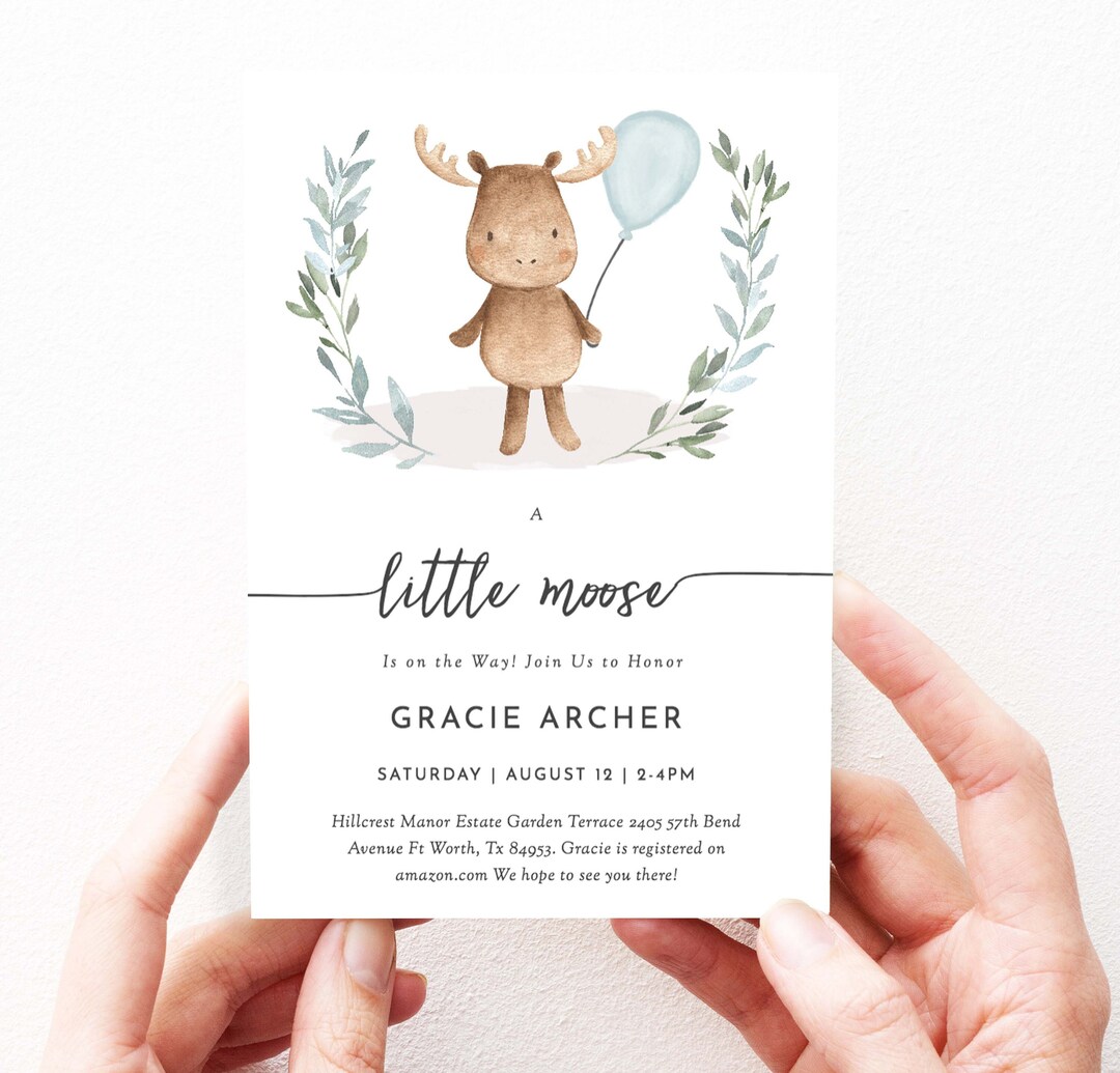 Moose Baby Shower Invitation Moose Themed Baby Shower Invitation ...
