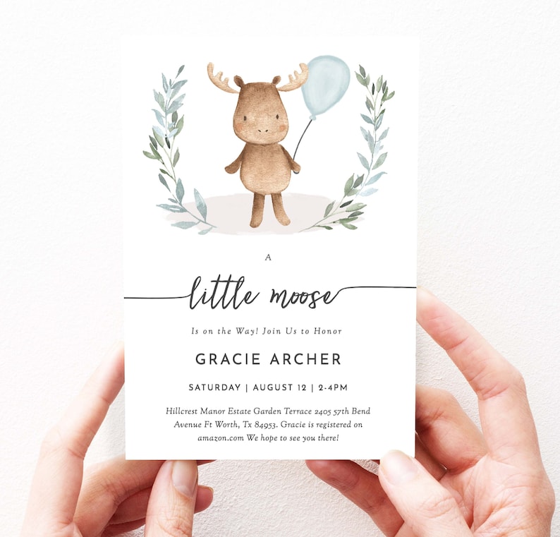 Moose Baby Shower Invitation Moose Themed Baby Shower | Etsy
