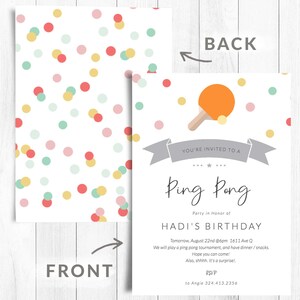 Ping Pong Party Invitation, Table Tennis Party Invite, Instant Download ...