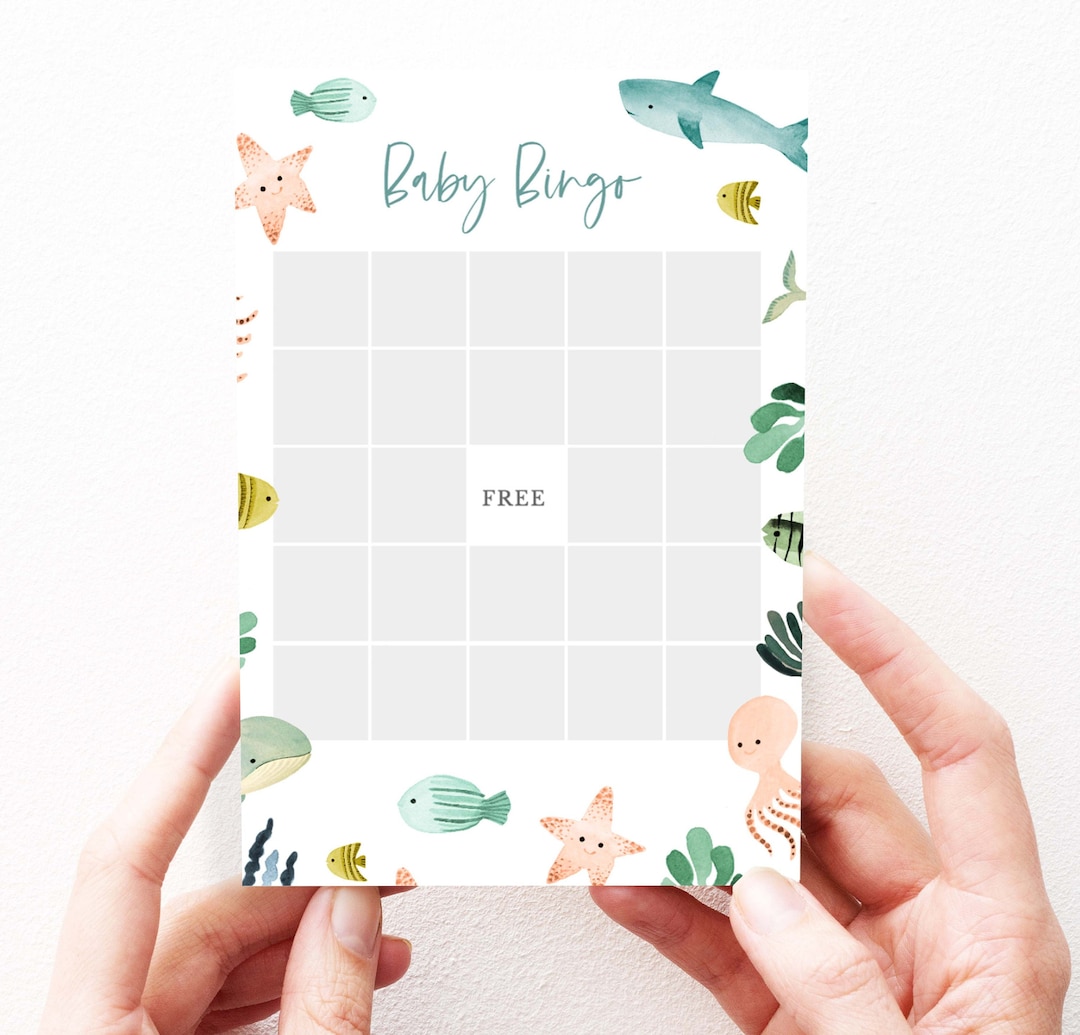 Under the Sea Baby Shower Games Bingo Printable Baby Shower Game, Sea ...