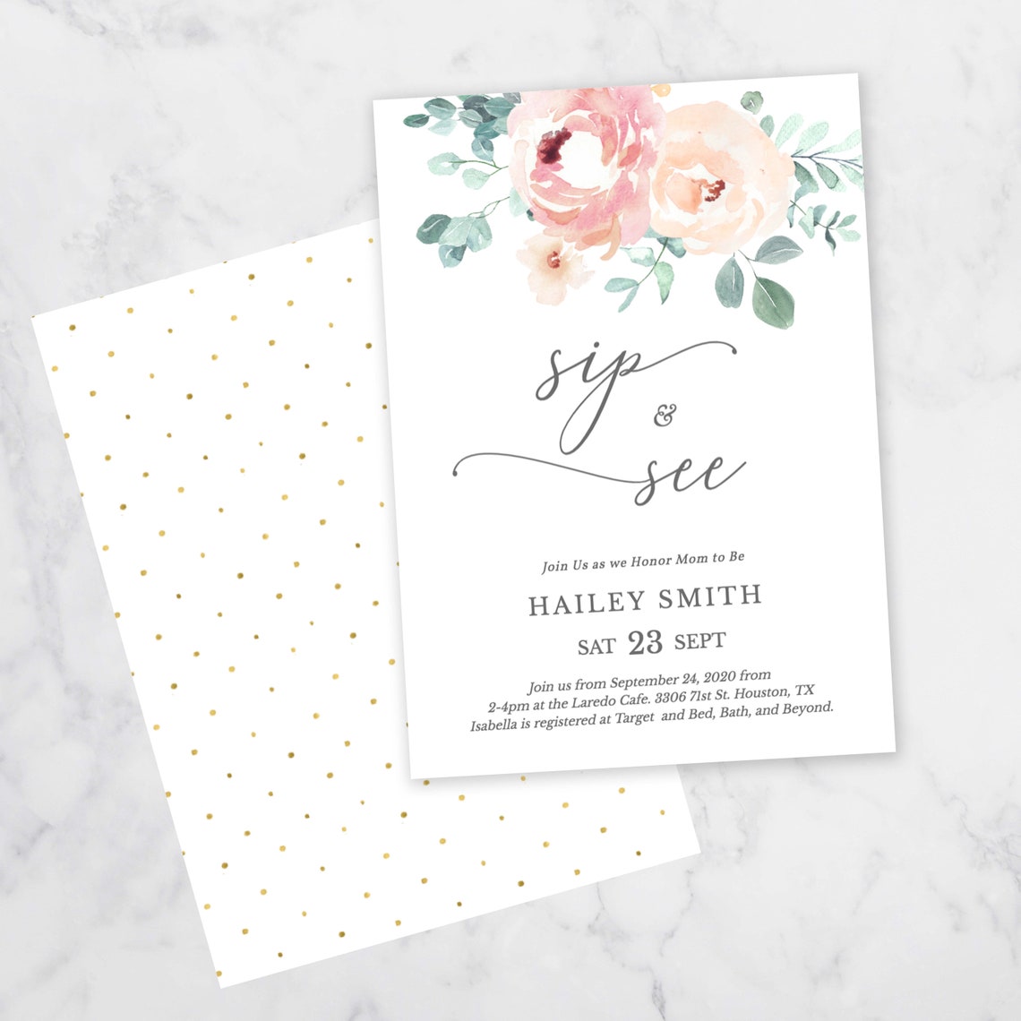 Sip and See Invitation Girl Sip and See Invite Boho Floral - Etsy