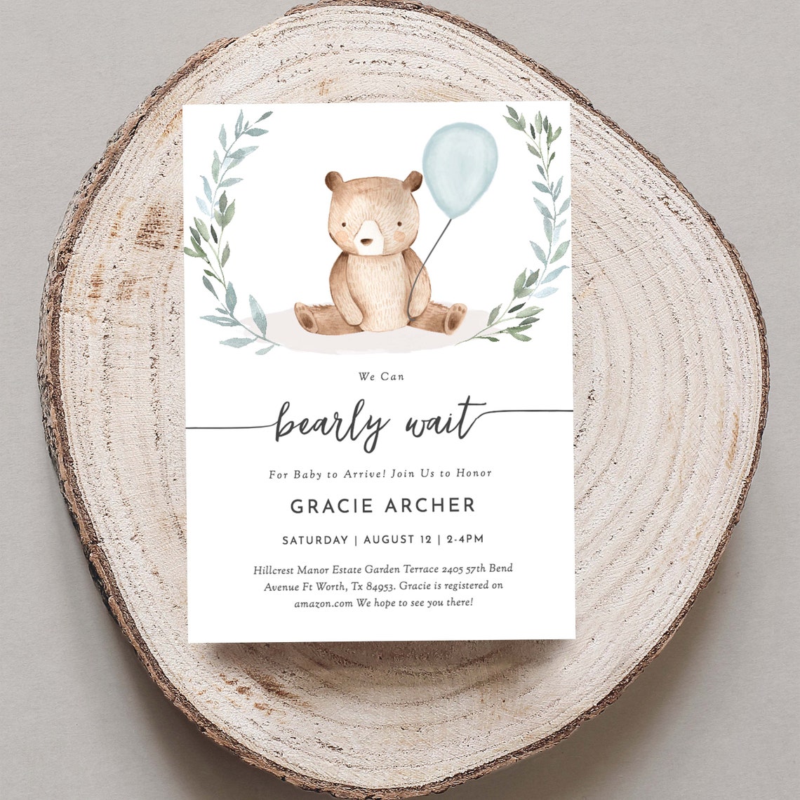 Baby Boy Shower Invitation Bear Baby Shower Invitation Instant - Etsy