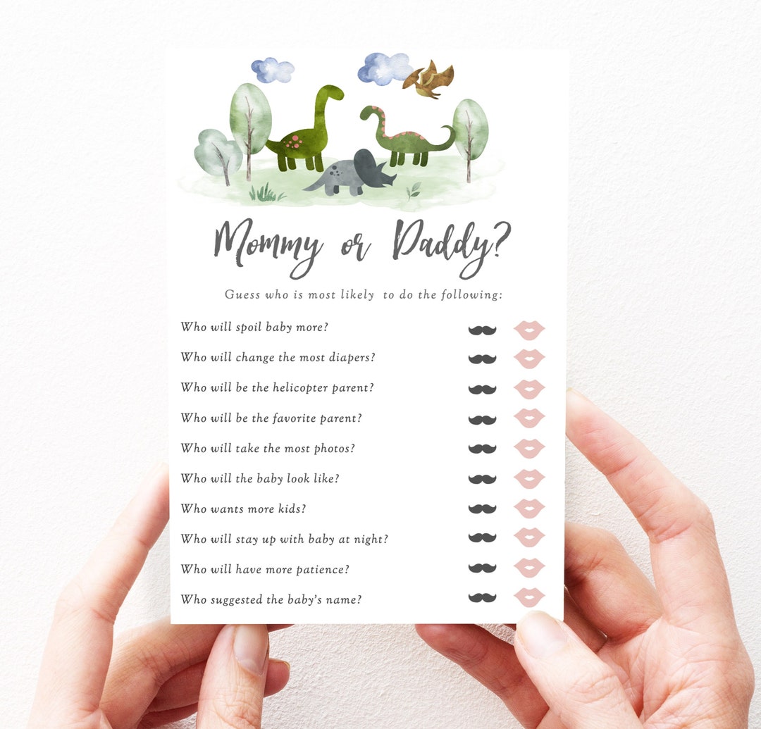 Dinosaur Baby Shower Games Mommy or Daddy Printable Mommy or Daddy Quiz ...