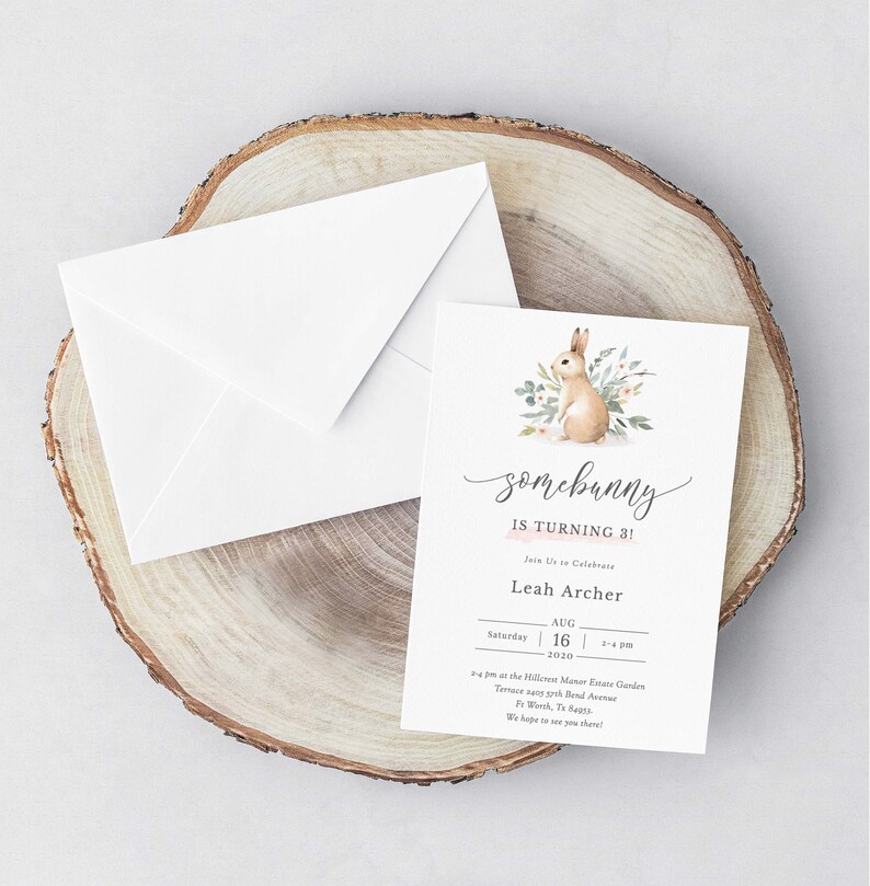 Bunny Birthday Invitation, Rabbit Birthday Invitation, Bunny Birthday ...