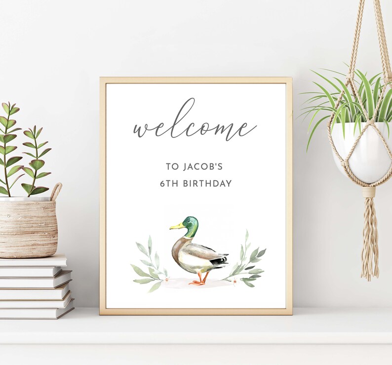 Duck Birthday Party Welcome Sign, Editable Duck Birthday Sign Printable ...