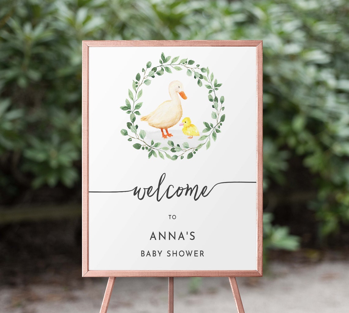Duck Baby Shower Welcome Sign, Baby Shower Sign Duck, Cute, Rubber Duck ...