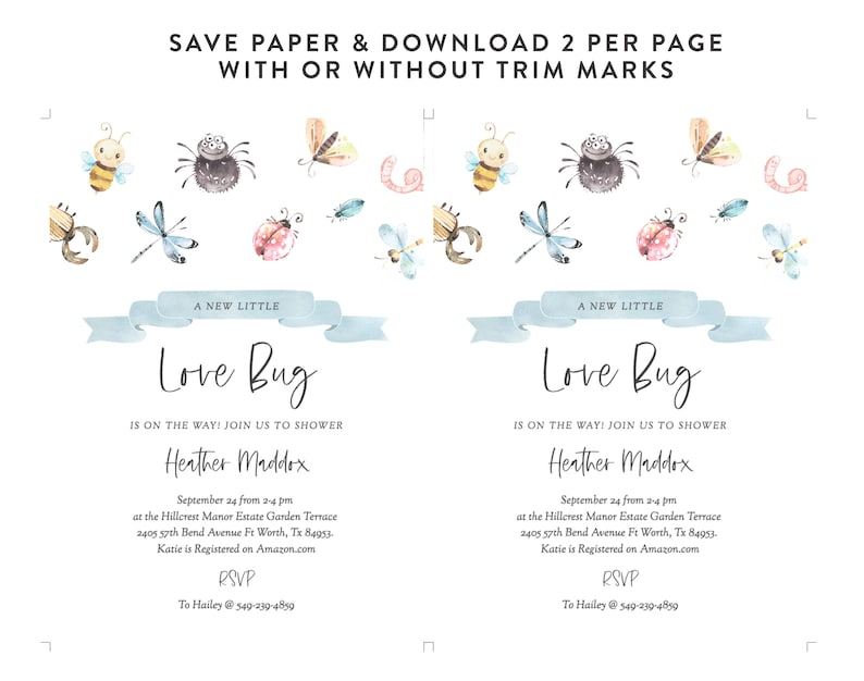Baby Boy Shower Invitation Bug Baby Shower Invitation Instant - Etsy