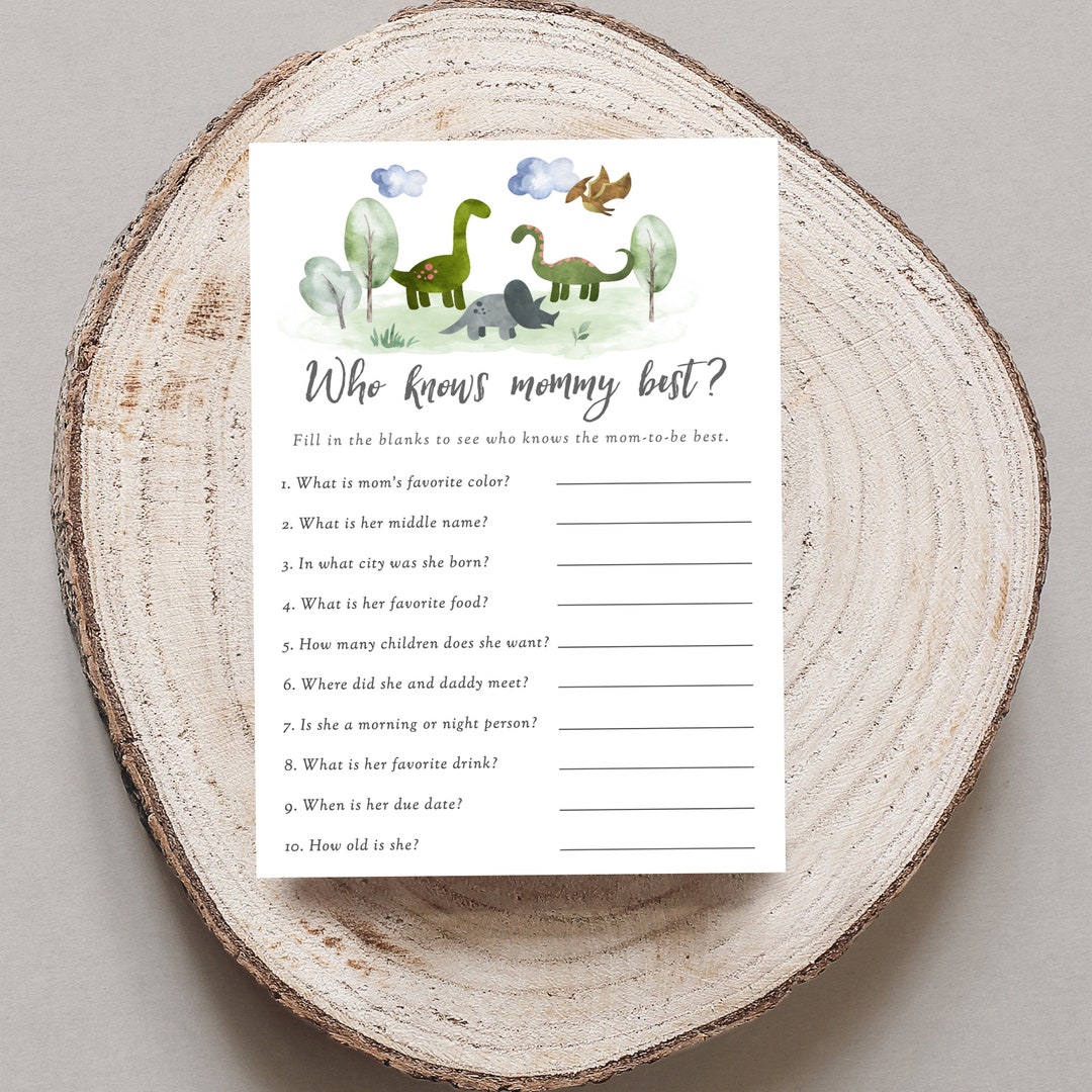 Dinosaur Baby Shower Who Knows Mommy Best Game, Dino Baby Shower Games ...