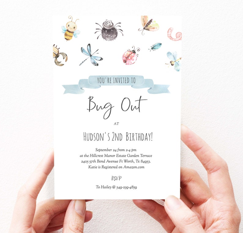 Bug Birthday Invitation Insect Birthday Invitation Editable | Etsy