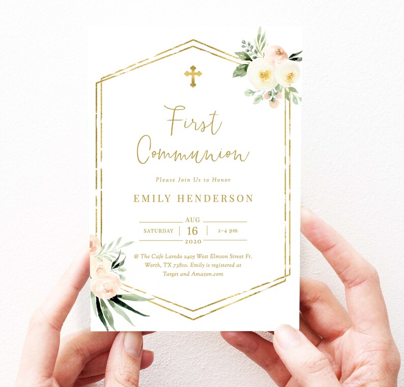 Girl First Communion Invitation Girl, First Communion Invitation With ...