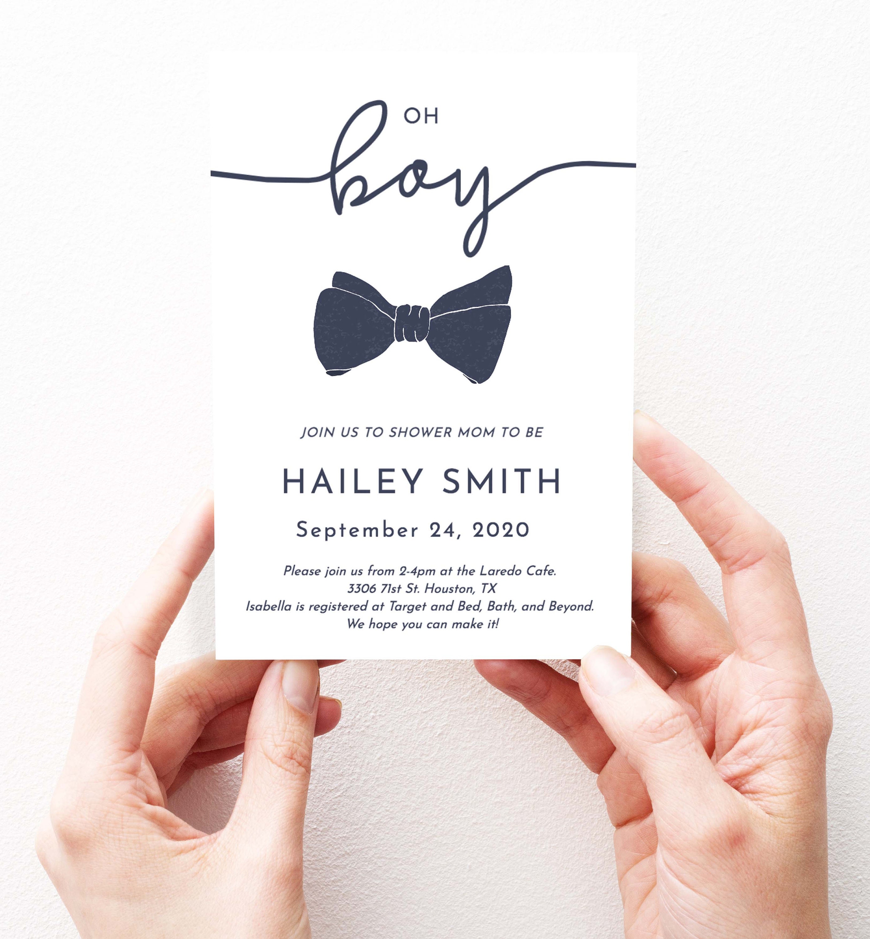 Simple Baby Shower Invitation Simple, Simple Baby Shower Invites, Boy ...