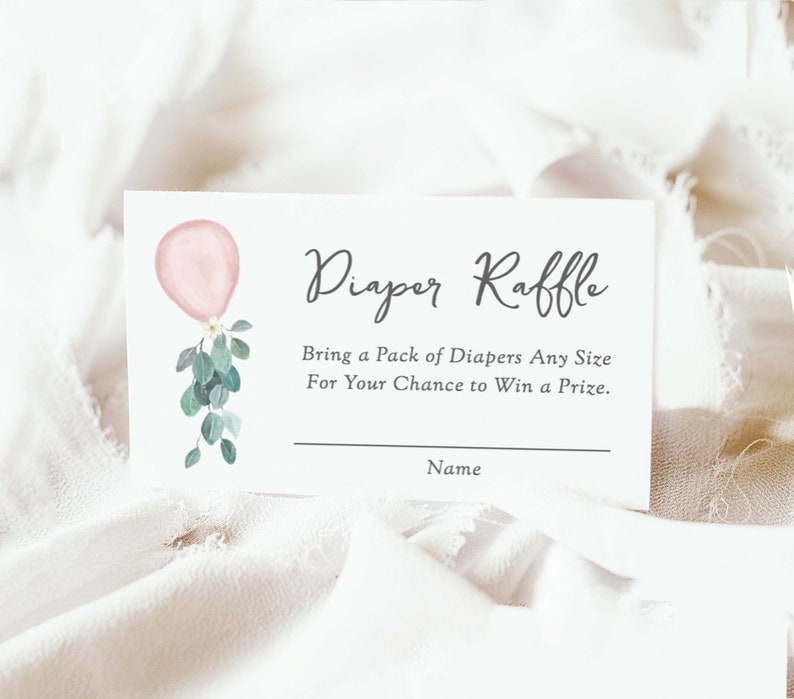 Pink Balloon Baby Shower Bring Diapers Card Printable Diaper - Etsy