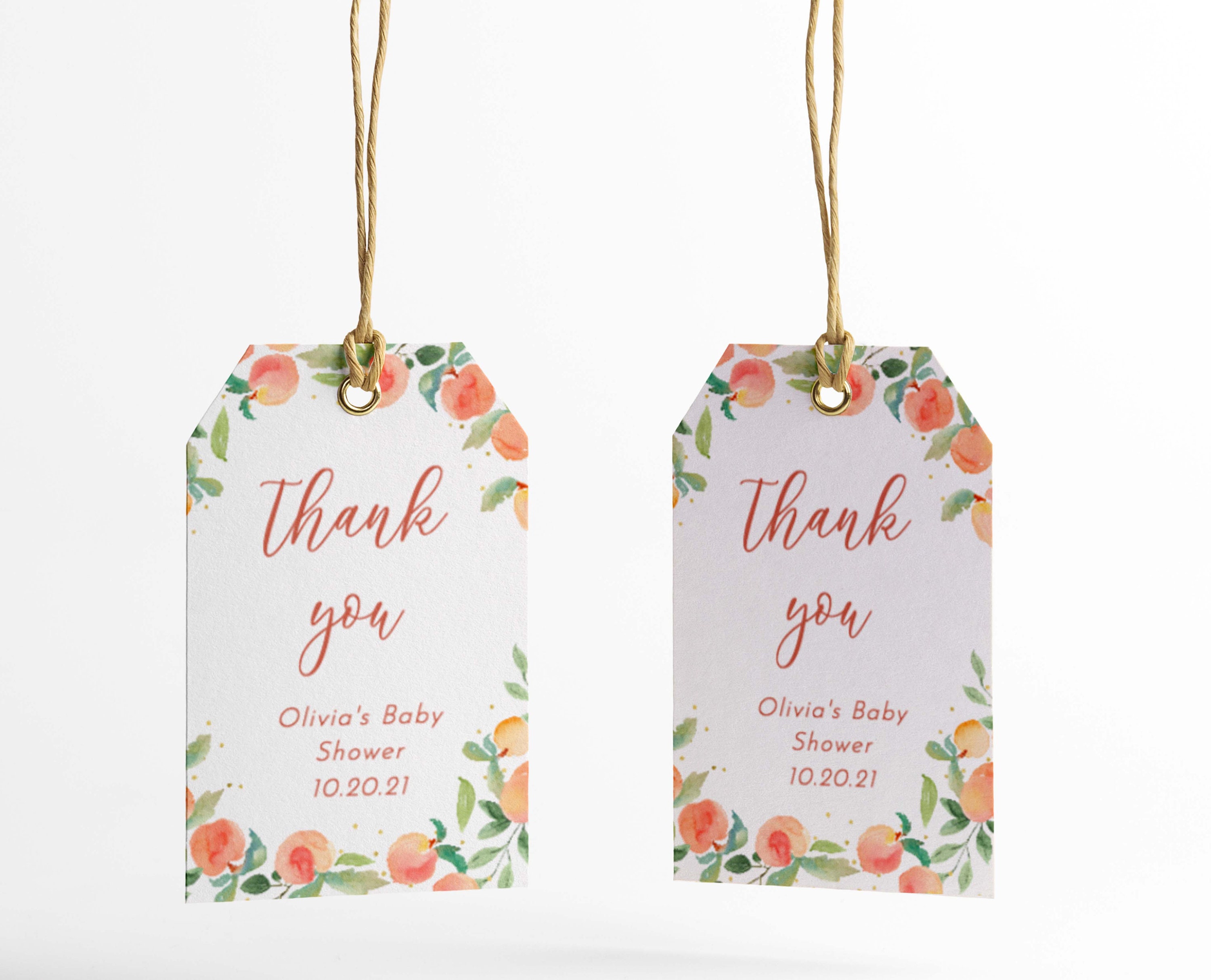 Peach Baby Shower Favor Tag, Template Favor Tags, Shower Thank You Tag ...