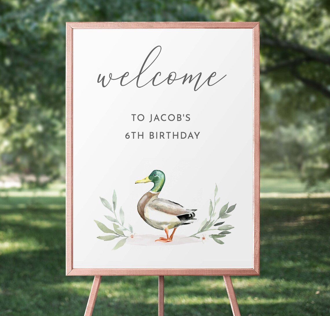 Duck Birthday Party Welcome Sign Editable Duck Birthday Sign - Etsy