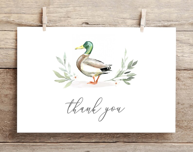 Mallard Duck Baby Shower Thank You Card Printable Duck Thank - Etsy