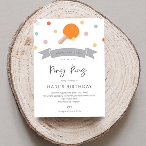 Ping Pong Party Invitation, Table Tennis Party Invite, Instant Download ...