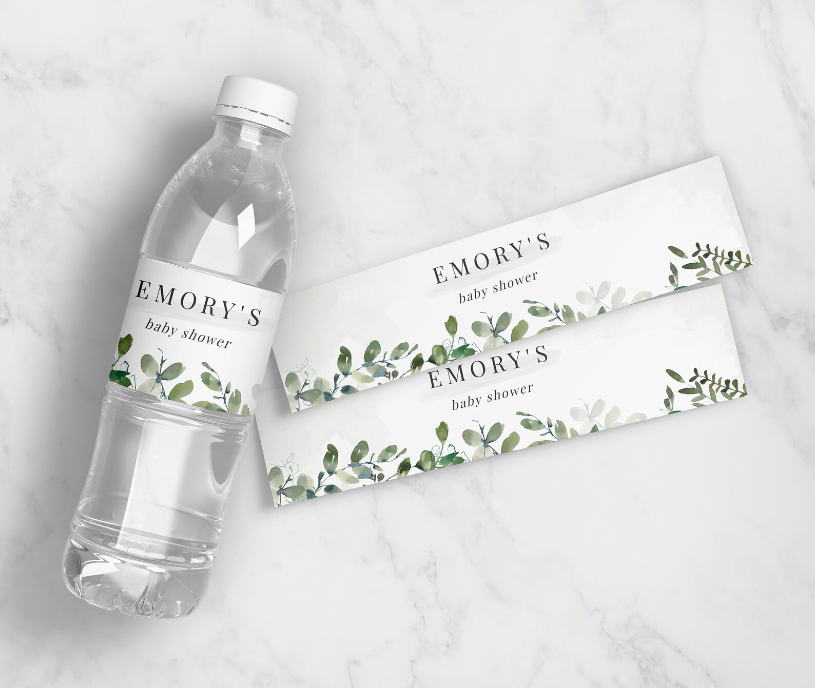 Greenery Water Bottle Labels, Water Bottle Labels, Wedding Bottle Label ...