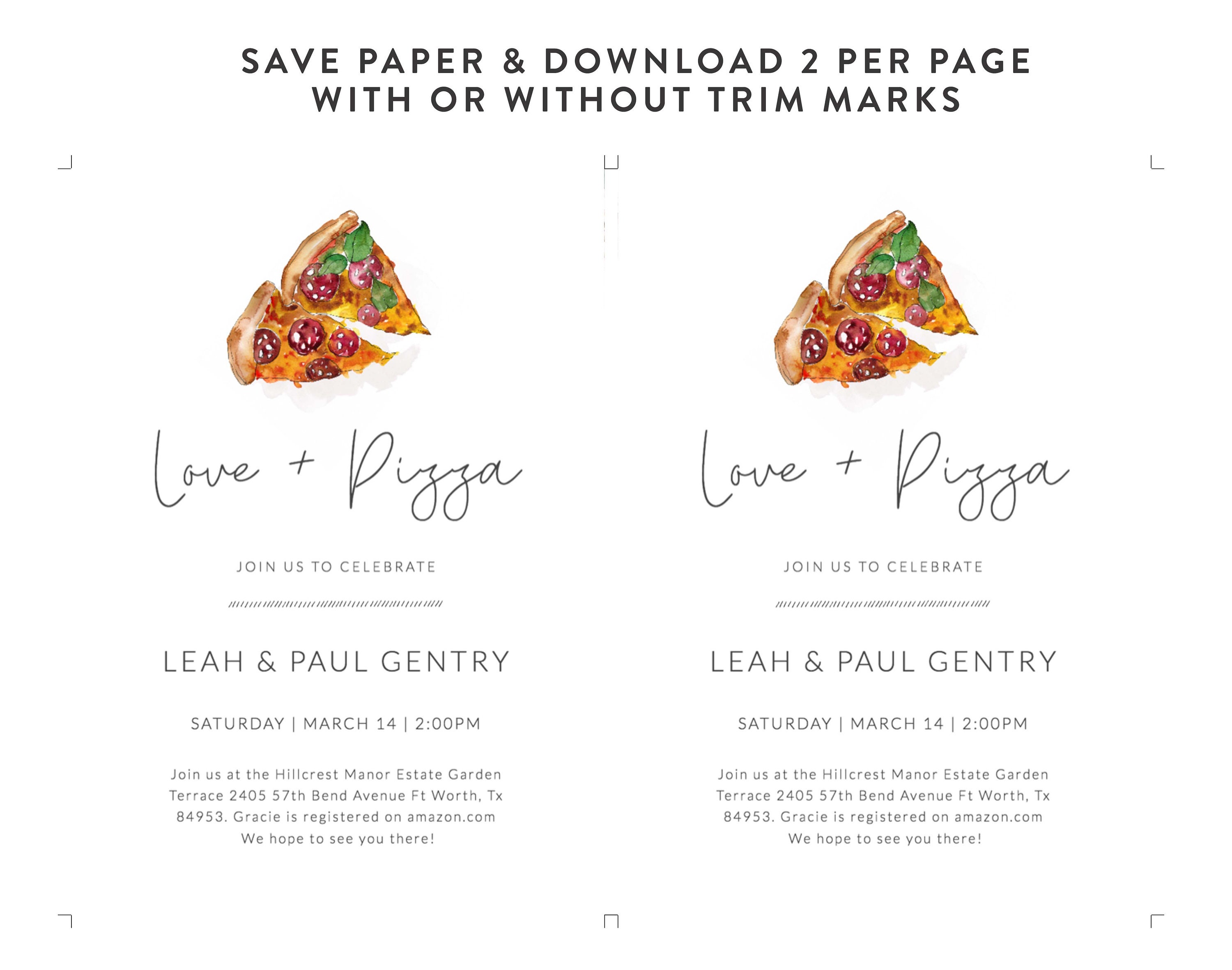 Editable Pizza Party Invitation Download, Printable Pizza Couples ...
