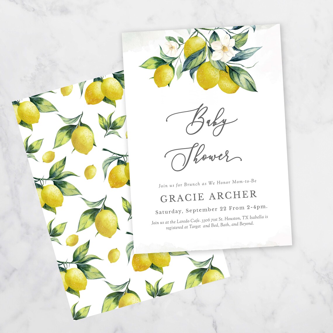 Lemon Baby Shower Invitation Baby Shower Invite Lemons Lemon | Etsy