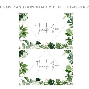 Tropical Baby Shower Thank You Card Printable Tropical Thank You Note ...