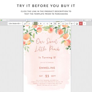Peach Birthday Invitation Peach, Peach Birthday Party Invitation ...