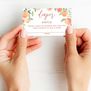 Peaches Diaper Raffle Ticket, Diaper Raffle Card Insert Peach Baby ...