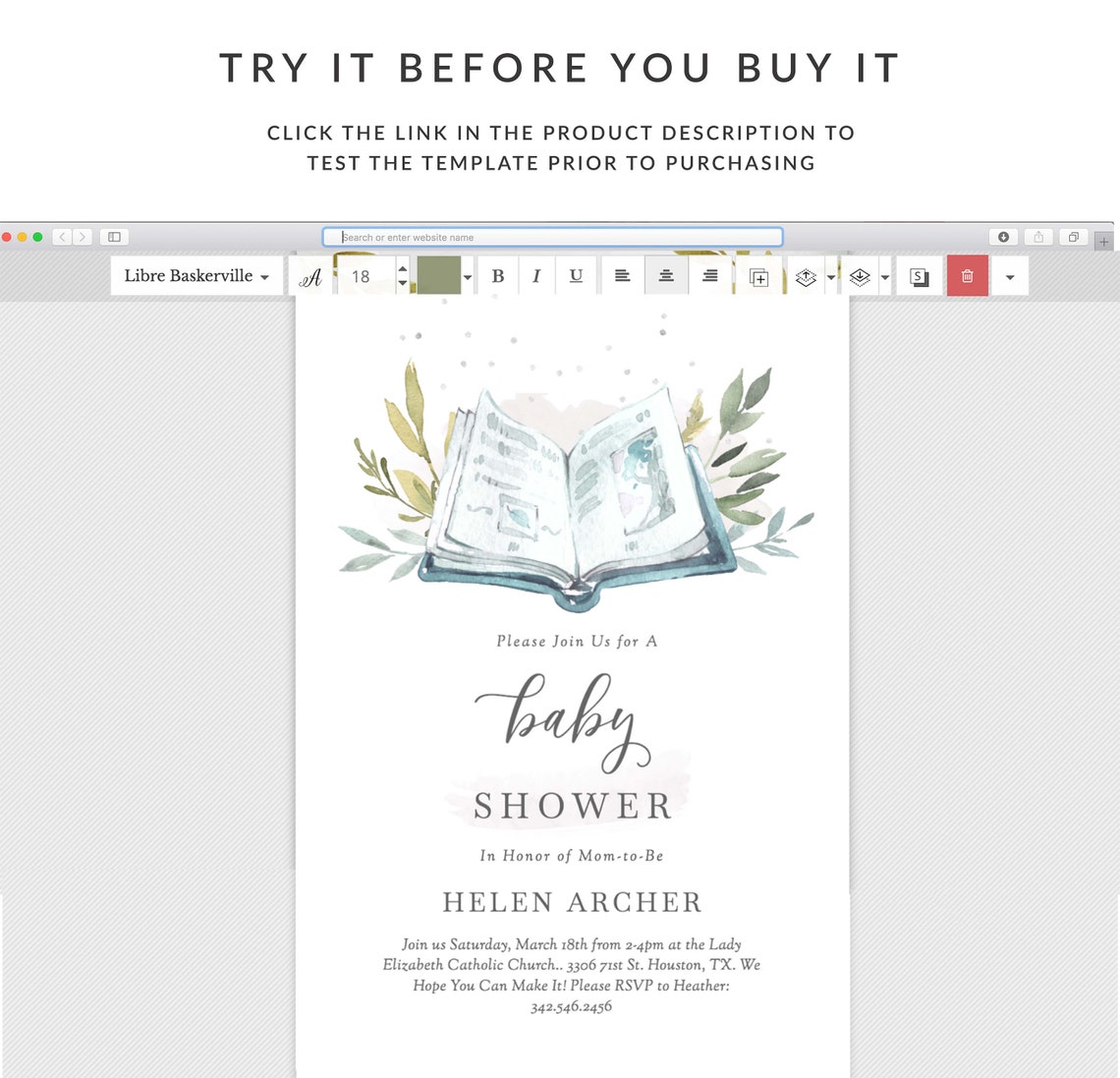 Book Themed Baby Shower Sign Download, Editable Storybook Baby Shower ...