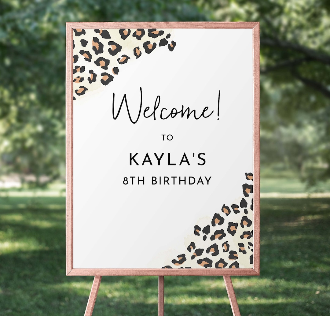 Cheetah Birthday Party Welcome Sign Cheetah Party, Editable Cheetah ...
