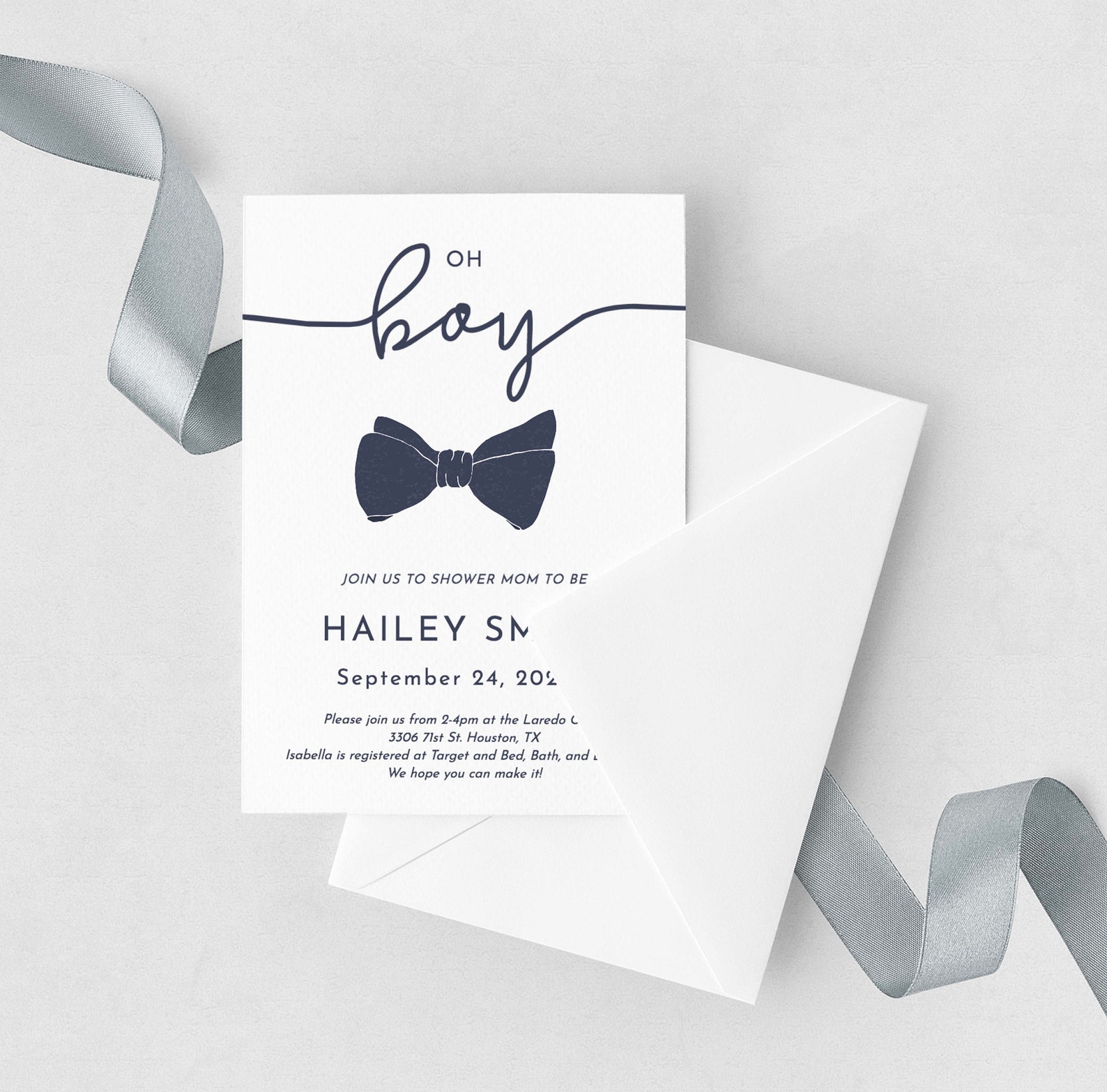 Simple Baby Shower Invitation Simple, Simple Baby Shower Invites, Boy ...