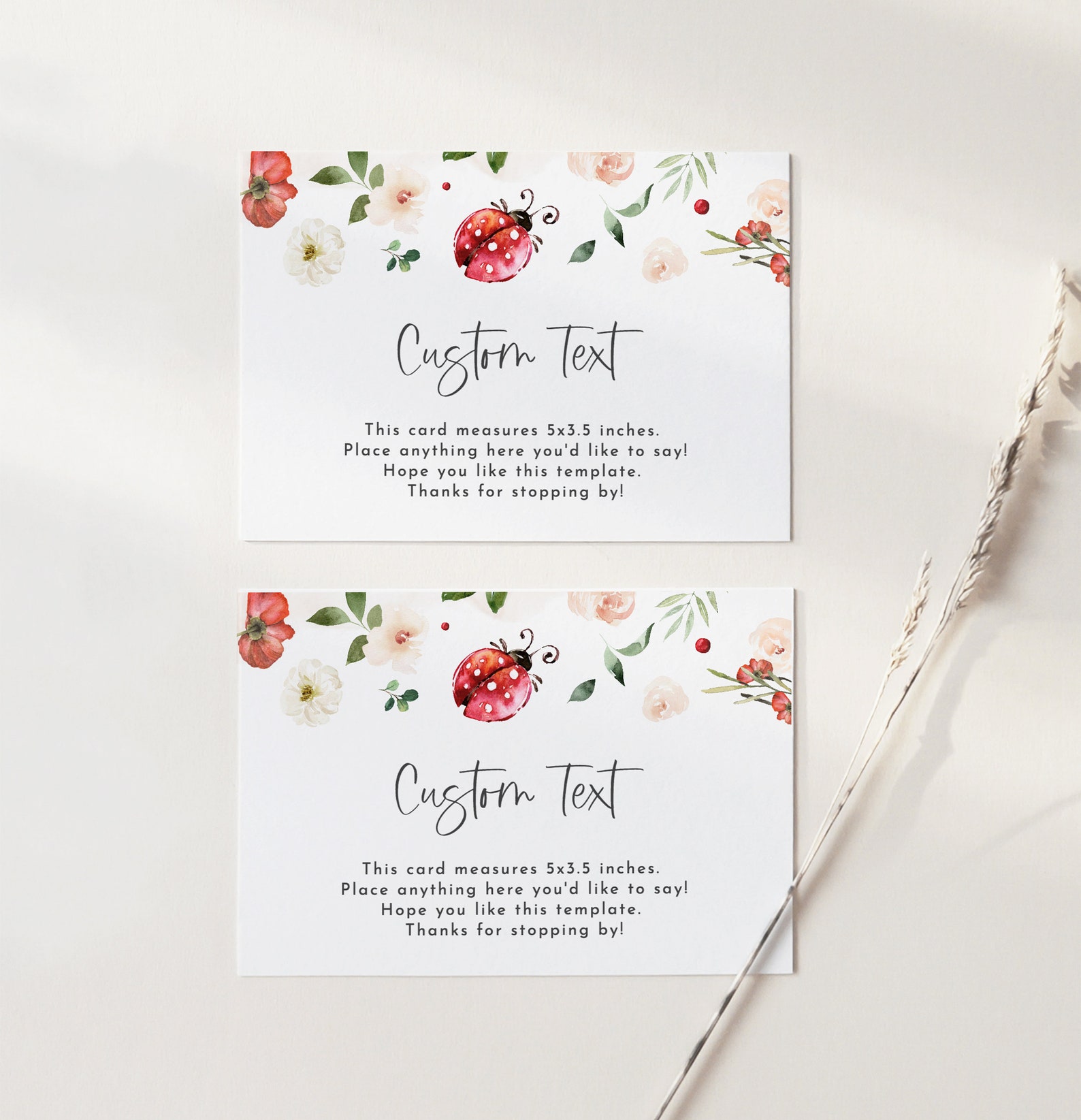 Ladybug Baby Shower Custom Card Insert, Ladybug Baby Shower Insert Card ...