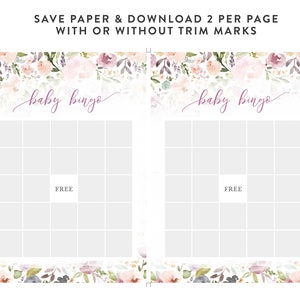 Purple Floral Baby Shower Bingo Instant Download, Printable Baby Shower ...