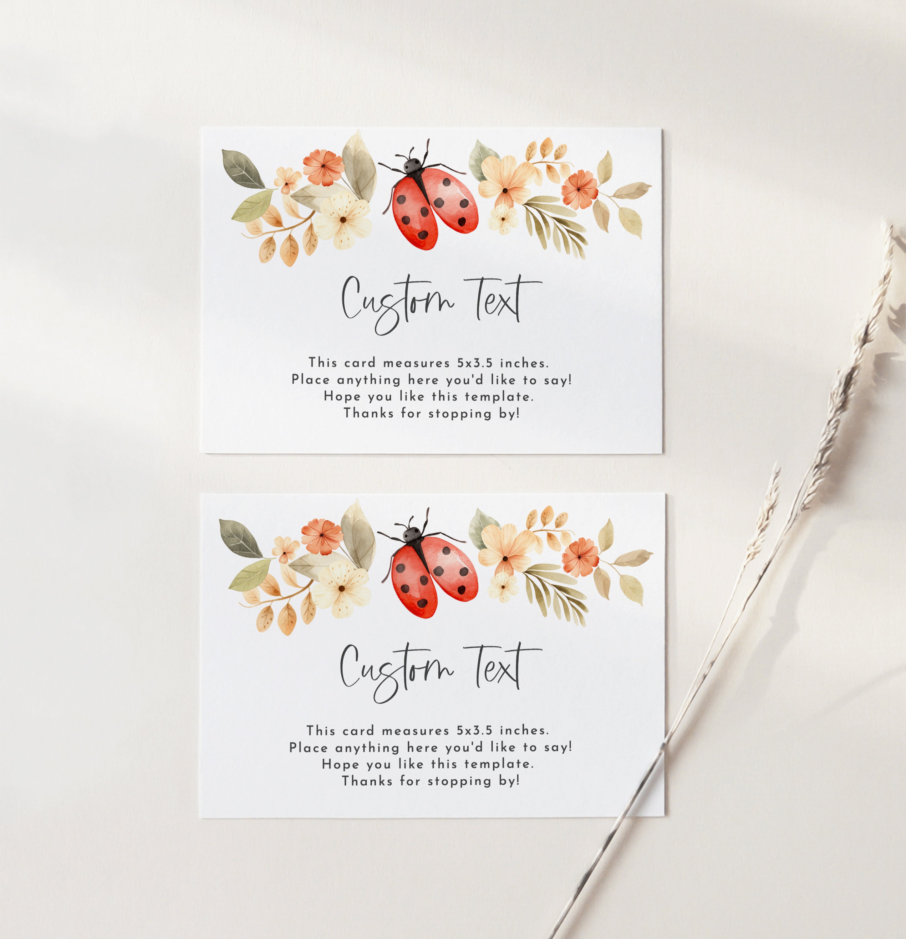 Editable Ladybug Birthday Party Custom Card Insert, Ladybug Baby Shower ...