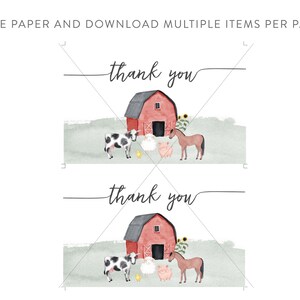 Farm Baby Shower Thank You Card, Farm Thank You Note Printable, Farm ...