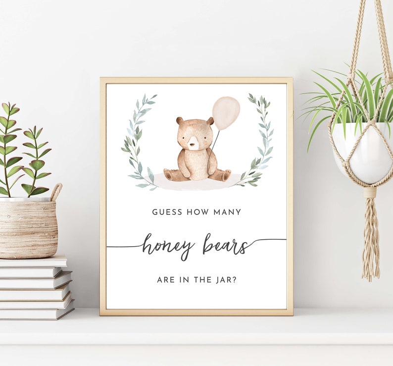 Gender Neutral Bear Baby Shower Sign Printable Baby Shower Sign Bear ...