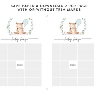Bear Baby Shower Games, Bear Baby Shower Bingo Instant Download ...