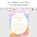 Watercolor Rainbow Birthday Party Invitation Download Neon - Etsy