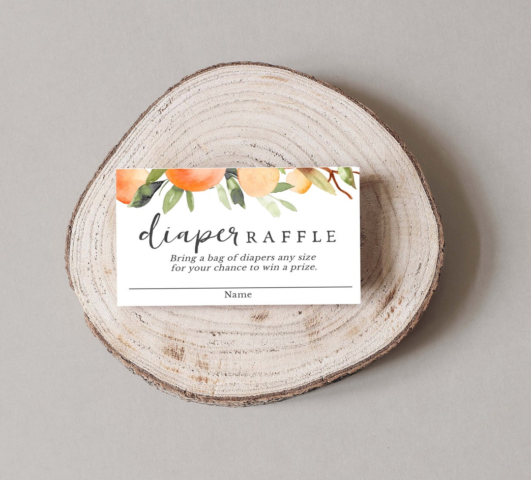 Diaper Raffle Card Insert Oranges, Diaper Card Insert, Diaper Shower ...