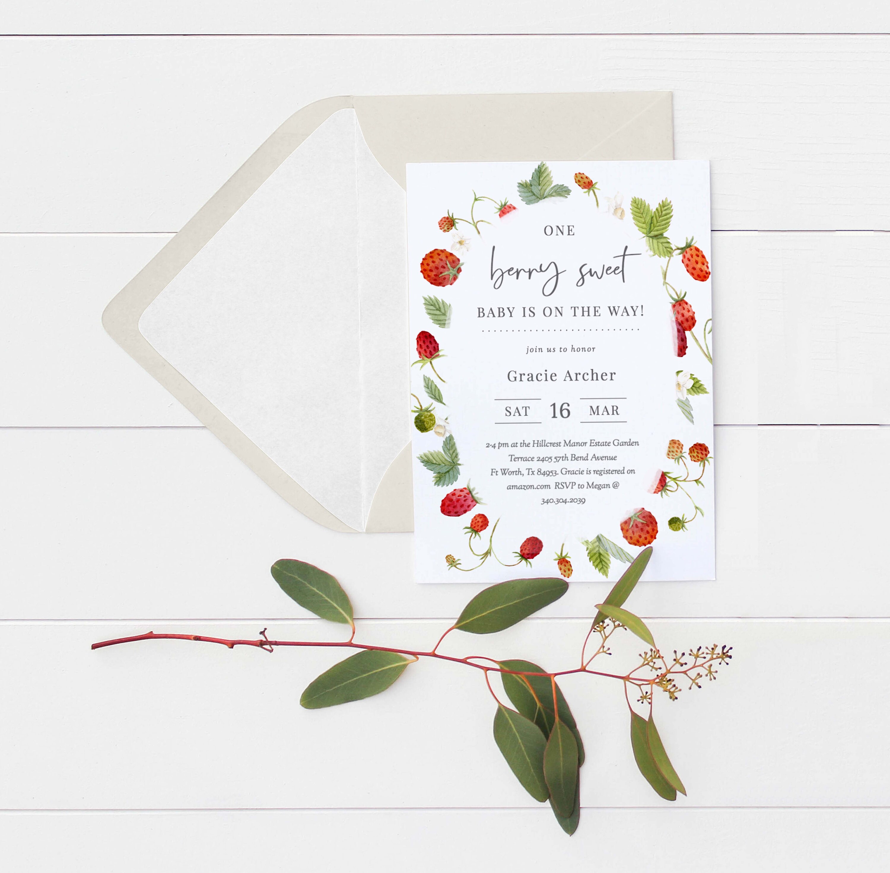 Summer Baby Shower Invitation Strawberry Baby Shower | Etsy