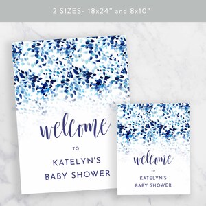 Blue Watercolor Baby Shower Welcome Sign, Boy Baby Shower Sign Editable ...