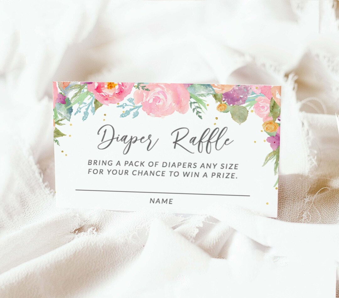 Baby in Bloom Baby Shower Diaper Raffle Card, Spring Baby Shower ...