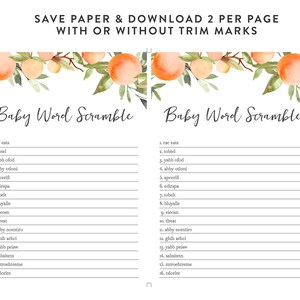 Little Cutie Baby Shower Games Word Scramble, Cutie Baby Shower Game ...