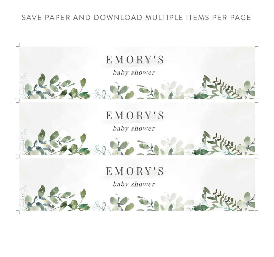 Greenery Water Bottle Labels Water Bottle Labels Wedding - Etsy