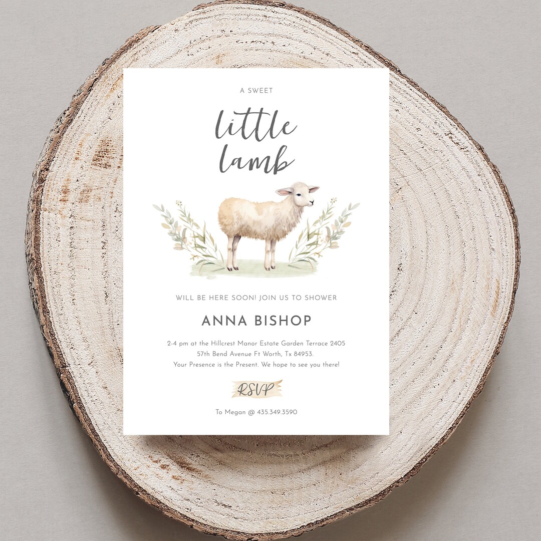 Cute Lamb Baby Shower Invitation Boy Baby Shower Invitation Lamb Baby ...